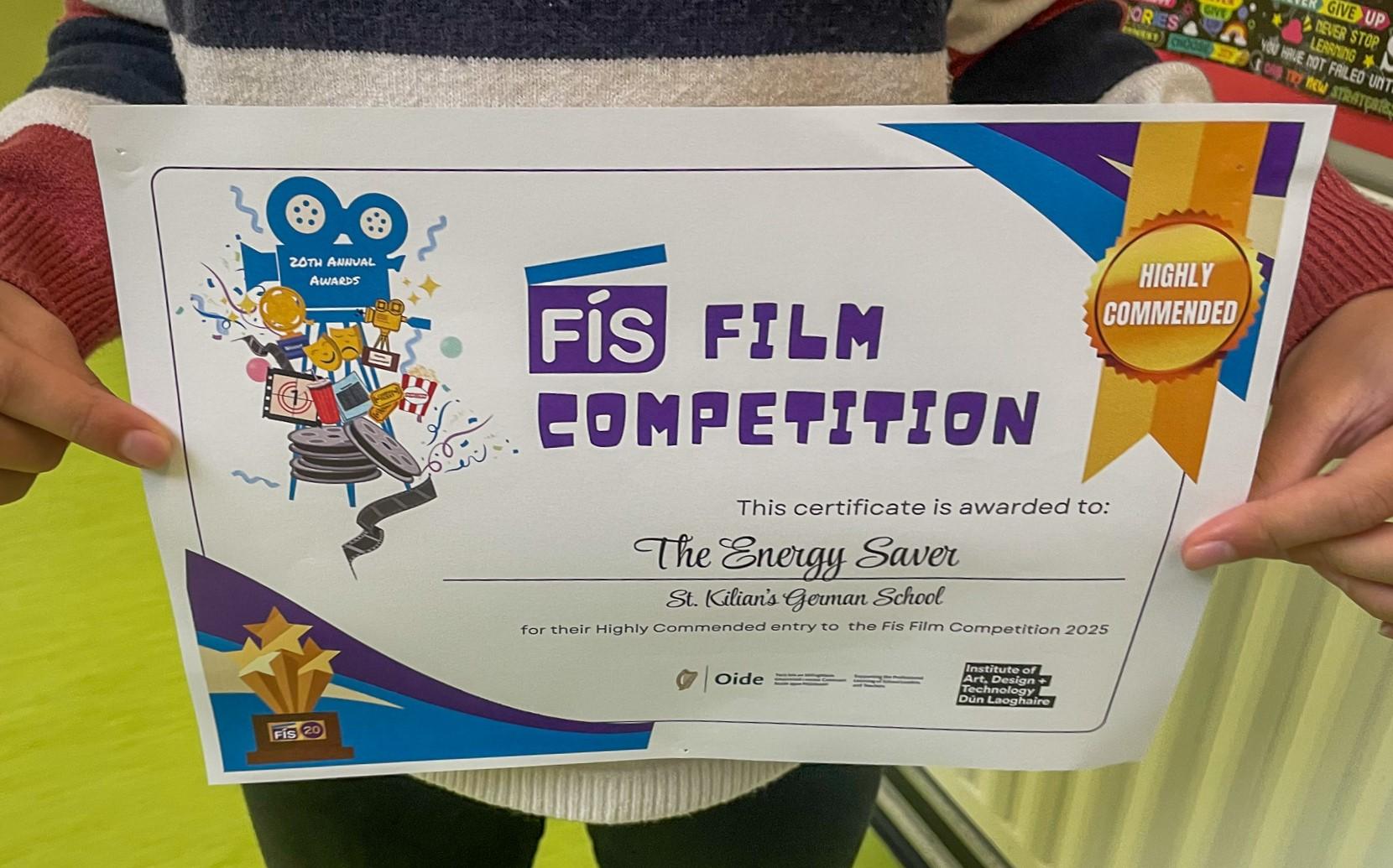 St. Kilian’s Class 6A receives “Highly Commended” in the 2025 FÍS Film Awards Competition - St ...